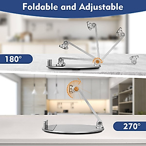 Aluminum Desktop Stand for Echo Show 15, Echo Show 15 Stand Swivel and Tilt, Adjustable and Foldable Stand with 360 Degree Rotatable Base, Multi-Angles, Easy Switch Device in Portrait and Landscape