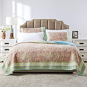 Barefoot Bungalow Palisades Pastel Quilt Set, 3-Piece Full/Queen,Red