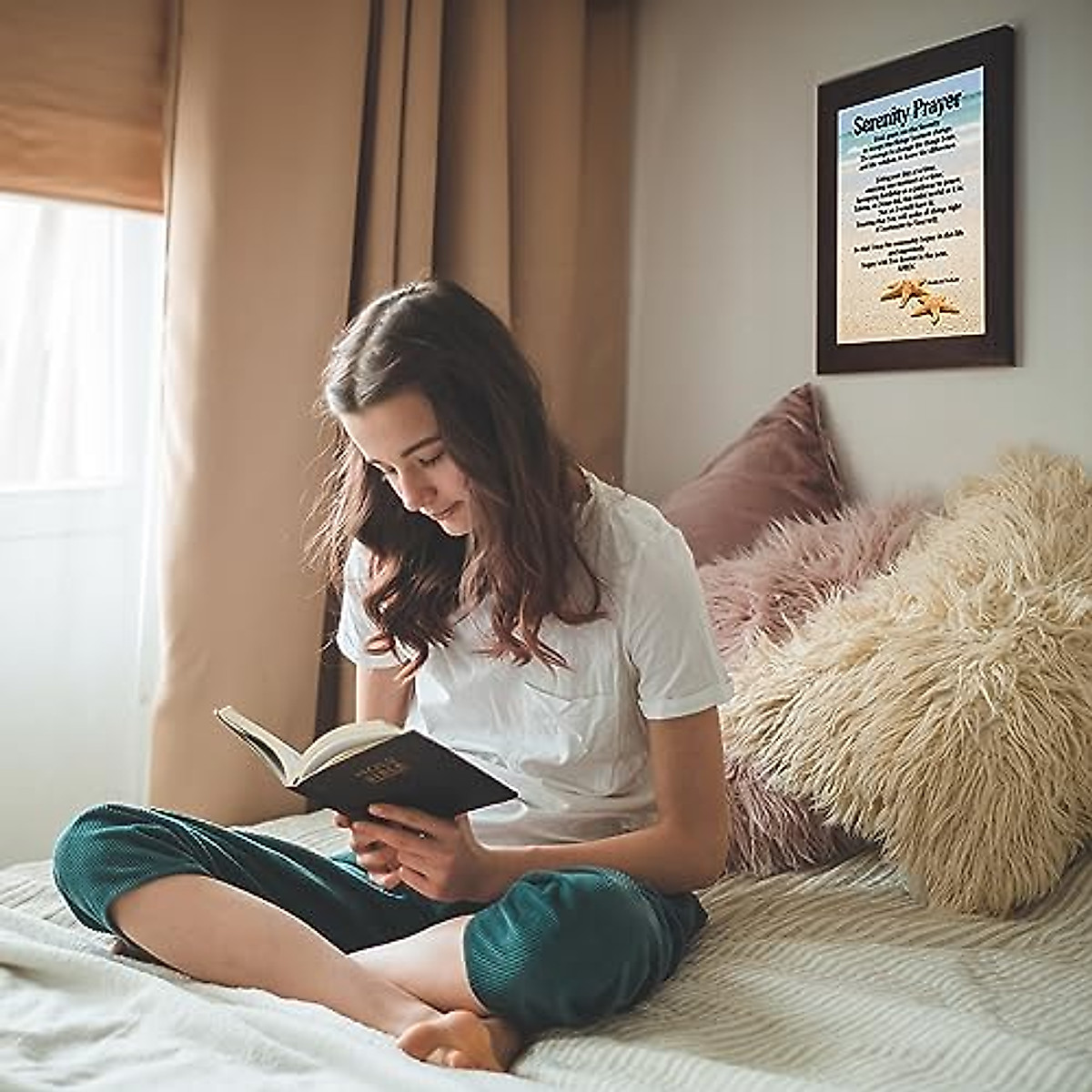 Serenity Prayer - Beach Christian Wall Decor, Starfish Scripture Inspirational Wall Art, Ideal Bible Inspired Wall Print For Living Room Decor, Office Decor, Church, or Beach House Unframed - 8x10