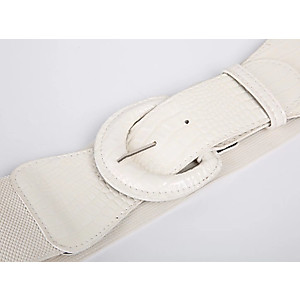GRACE KARIN 40's Vintage L Buckle Belts Wide Waistband (M,White)