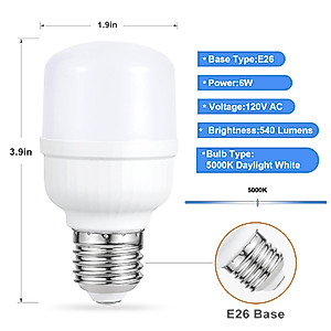 aooshine Q50 Dimmable LED Light Bulbs 6W 5000K Warm White,E26 Base 120Volts LED Bulb for Table Lamp Floor Lamp