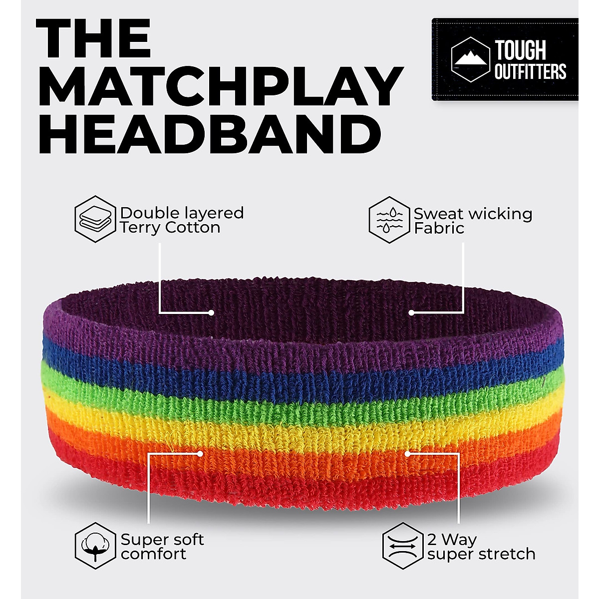 Running Headbands for Men and Women - Athletic Sweatband - Terry Cloth Bands for Basketball, Tennis, Football, Gym, Running, Cosplay & Costumes