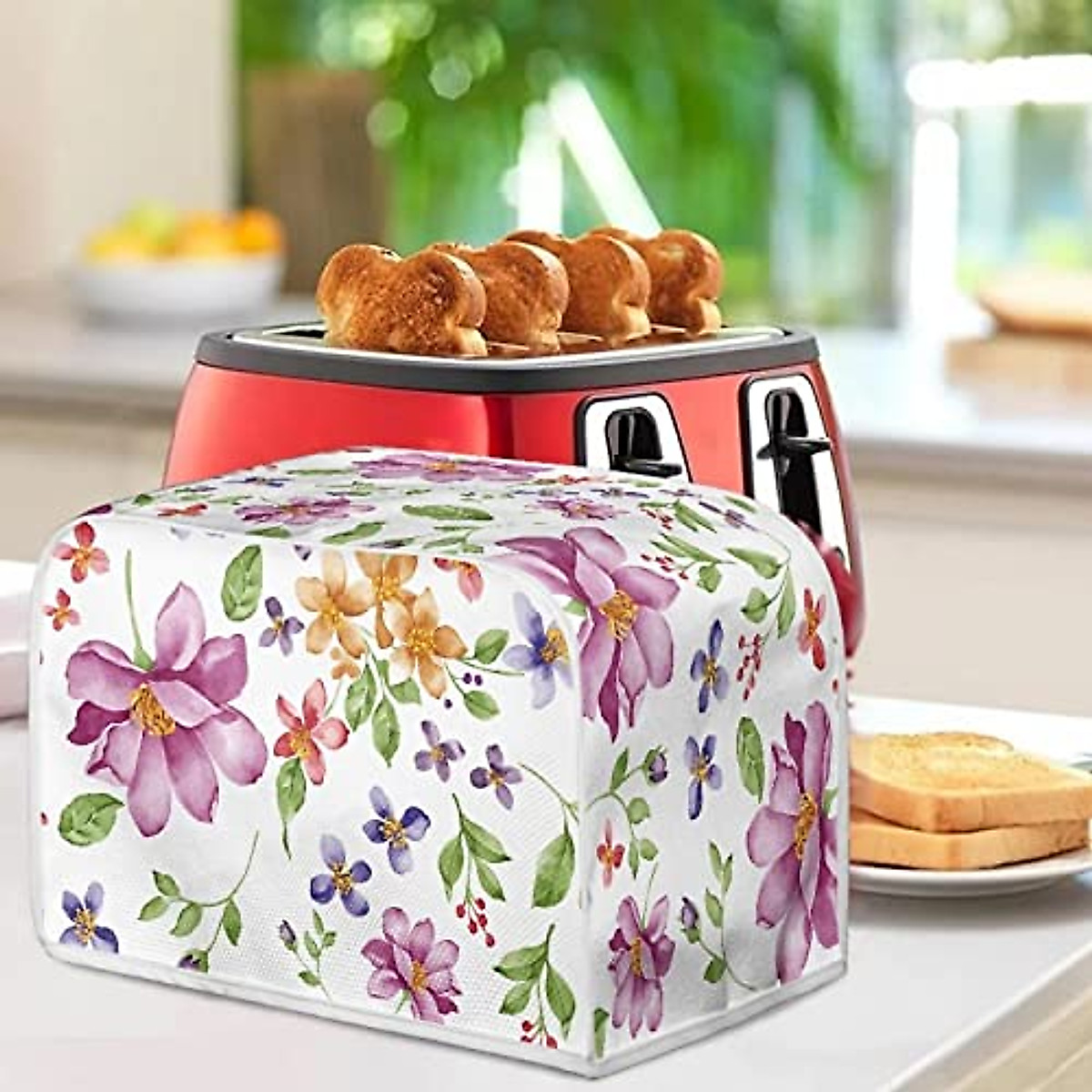 Gomyblomy Flowers 4 Slice Toaster Appliance Cover Bread Toaster Cover Bakeware Protector, Kitchenware