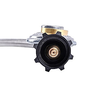 JEASOM 2 Feet Propane Regulator Hose with Gauge, Stainless Braided Hose for Most LP Grill Heater and Fire Pit Table, 3/8'' Female Flare Fitting