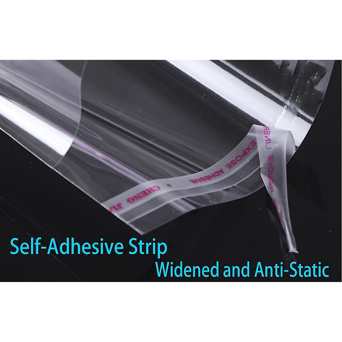 JOSDIOX Cellophane Bage 5 x 7 Inch Clear Poly Bags Adhesive 1.4 mils Thick OPP Plastic Bags Self Sealing Treat Bags (5 X7 100)