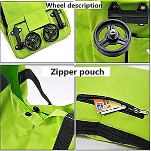 Foldable Shopping Trolley Tote Bag,Large-Capacity Shopping Bag with Wheels Portable Shopping Cart Reusable Portable Grocery Bag,Women Shopper Bag for Vegetable and Fruit (Black)