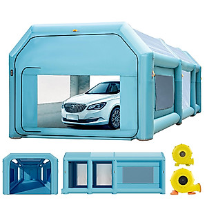 VEVOR Portable Inflatable Paint Booth, 26x15x10ft Spray Car Tent w/Air Filter System & 2 Blowers, Upgraded Blow Up Booth Tent, Auto Workstation, Parking Garage