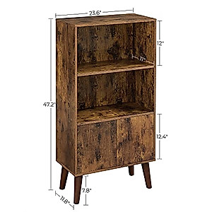 VASAGLE Bookcase, 2-Tier Retro Bookshelf with Doors, Storage Cabinet for Books, Photos, Decorations in Living Room, Office, Study, Mid-Century Style, Rustic Brown ULBC09BX