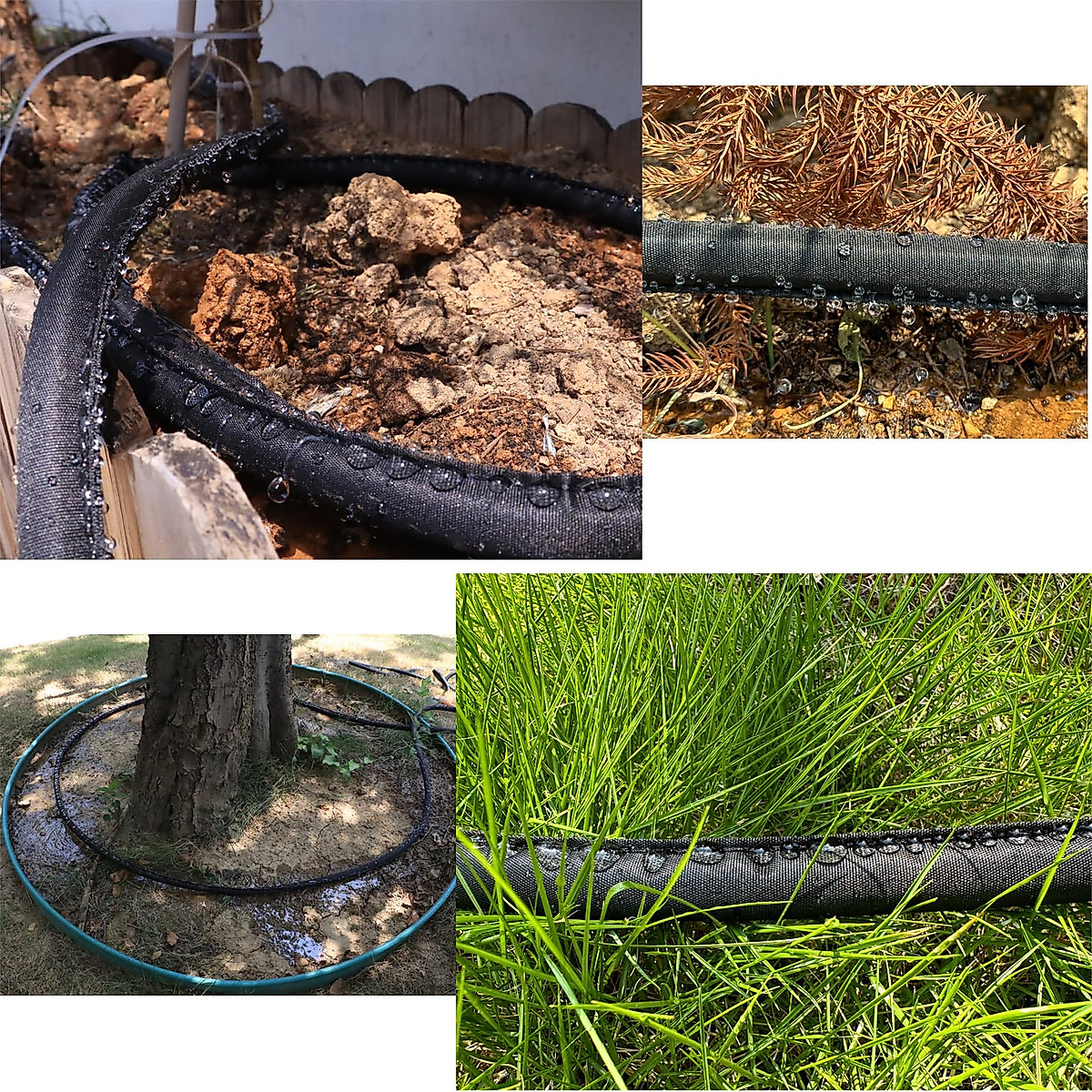 Teycooa Garden Flat Soaker Hose 60 Ft for Garden Beds, Water Hose Linkable Irrigation System Lightweight and Easy Gardening Yard Work Watering Plants and Flowers