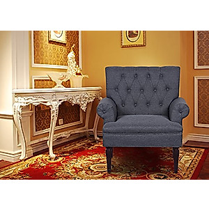 Container Furniture Direct S5248-L Maguire Linen Upholstered Contemporary Classic Tufted Loveseat, Dark Grey