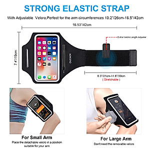 Phone Holder Running Armband for iPhone 15 14 13 12 Pro Max/Plus, with Zipper Pouch for Earphone Key & Card Slot, Gym Running Workouts Exercise Phone Arm Band for Android Samsung for 6.8" Phones