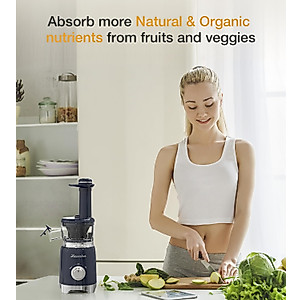 Cold Press Juicer, ZASMIRA Juicer Machines for Vegetable and Fruit with Upgraded Juicing Technology, Powerful Quiet Motor, Compact Size for Space-Saving Juicer, Easy to Clean