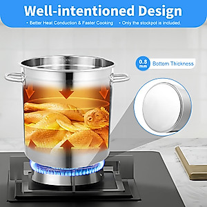 Stainless Steel Cookware Stockpot, Commercial Grade LARGE STOCK POT 37 Quart With Lid - Nickel Free Stainless Steel Cookware Stockpot