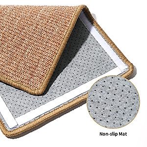 FUKUMARU Cat Scratcher Mat, 23.6 X 15.7 Inch Natural Sisal Cat Scratch Mats, Horizontal Cat Floor Scratching Pad Rug with Sticky Velcro Tapes, Protect Couch and Carpets