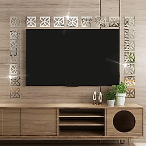 30Pcs Mirror Wall Stickers Mirror Decals Tiles Border DIY Wall Decor Sticker for Living Room Home Background Bathroom