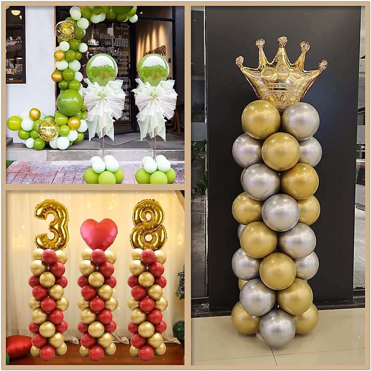 AooeDomi Metal Balloon Column Kit Set of 4, Reusable Telescopic Design with Base, Height Adjustable from 1.5 to 7 Ft, Balloon Stander for Party Decorations