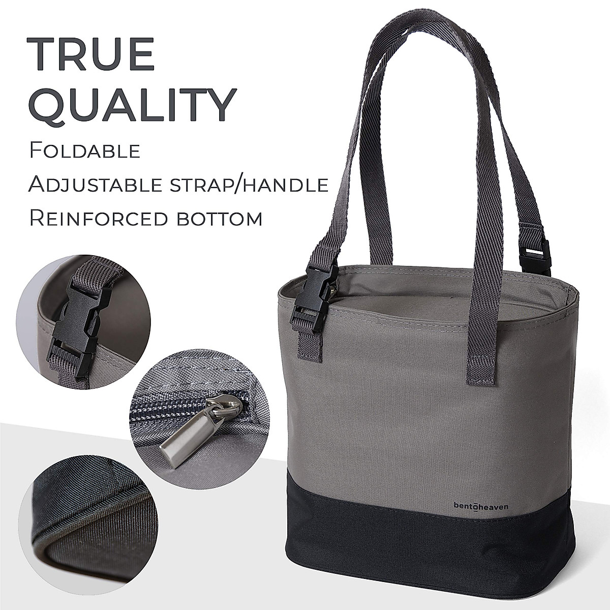 Bentoheaven Premium Bento Lunch Box with Insulated Lunch Bag - Includes Sauce Cup, Divider, Cutlery & Chopsticks - Made of Oxford Fabric