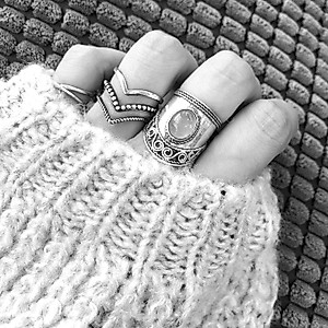 Boho-Magic 925 Sterling Silver Thumb Rings for Women Wide Chevron Statement Ring (7)