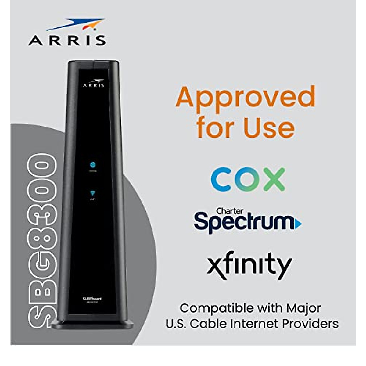 ARRIS SURFboard SBG8300 DOCSIS 3.1 Gigabit Cable Modem & AC2350 Wi-Fi Router | Comcast Xfinity, Cox, Spectrum & more | Four 1 Gbps Ports | 1 Gbps Max Internet Speeds | 4 OFDM Channels 2 Year Warranty