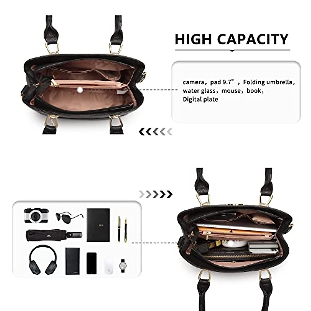 M Fashion Handbag for Women Pu Leather Shoulder Bag Crossbody Bags Top Handle Satchel Purse Bag Ladies Tote Bags