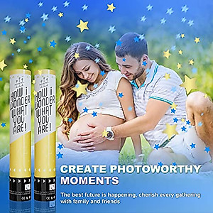 Workkeep Gender Reveal Confetti Powder Cannon - Set of 4 - Blue Only for Baby Boy with Blue Confetti Cannon Smoke Bombs, Gender Reveal Poppers with Gender Reveal Decorations Party Poppers