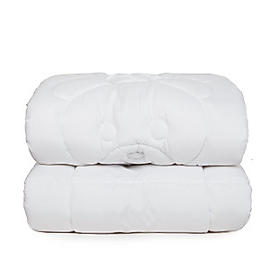 Tadpoles Quilted Toddler Comforter | 40" x 60" | Made of 100% Microfiber Polyester (Shell) & 200 GSM Fiberfill | Soft, Breathable & Durable | Ideal for Toddlers (12-48 Months) | Box Pattern in White