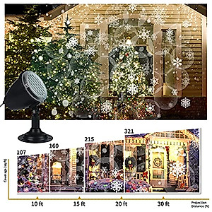 Yokgrass Christmas Snow Projector Outdoor, LED Snowflake Projector Outdoor Holiday Snowfall Lights IP65 Waterproof Dynamic Falling Snow Effect for Garden, Party, Halloween Landscape Decoration