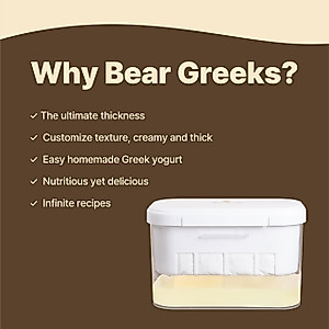 [Bear Greeks] 1 Gallon Gguduck Maker with Ultra Fine Nylon Mesh Strainer, Whey separator, 1 gallon of thick and creamy greek yogurt, eco-friendly materials container