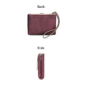 Pofee Womens Wallet Rfid Small Bifold Wallet,Ladies Zipper Card Cluth Coin Purse Wristlet (Purple)