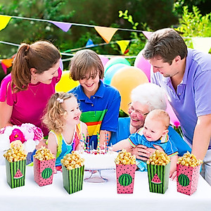 Whaline 24 Pack Watermelon Popcorn Boxes Snack Treat Favor Boxes Melon Print Candy Cookie Container for Watermelon Theme Birthday Favors Movie Night Party Supplies Decoration, 2 Design