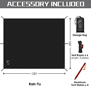 Grassman Camping Tarp, Ultralight Waterproof 10x10ft/10x12ft Rain Fly Shelter, Easy to Setup Camping Tarp Tent, Perfect for Backpacking, Hiking, Travel, Outdoor Adventures Survival Gears