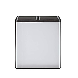 The Step N' Sort 18.5 Gallon Extra Large Capacity, Soft-Step, Dual Trash and Recycling Bin with Removable Inner Bins Silver