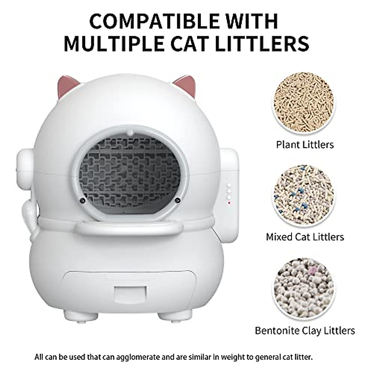 Self Cleaning Cat Litter Box, Automatic Cat Litter Box, Infrared Sensor Cat Litter Box, Safety Protection, Odor Removal with Mat for Multiple Cats