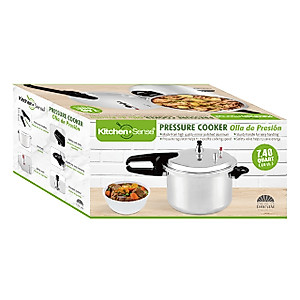 Kitchen Sense Pressure Cooker, 7.4 Quart Aluminum Stove Top Pressure Pot Cooker - Olla de Presión, Stainle steel