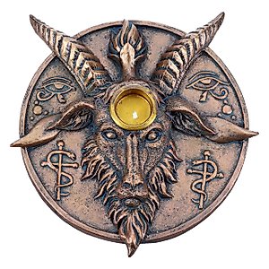 Nemesis Now Baphomet's Prayer Sabbatic Goat Incense Stick and Candle Holder, Bronze, 12.6cm