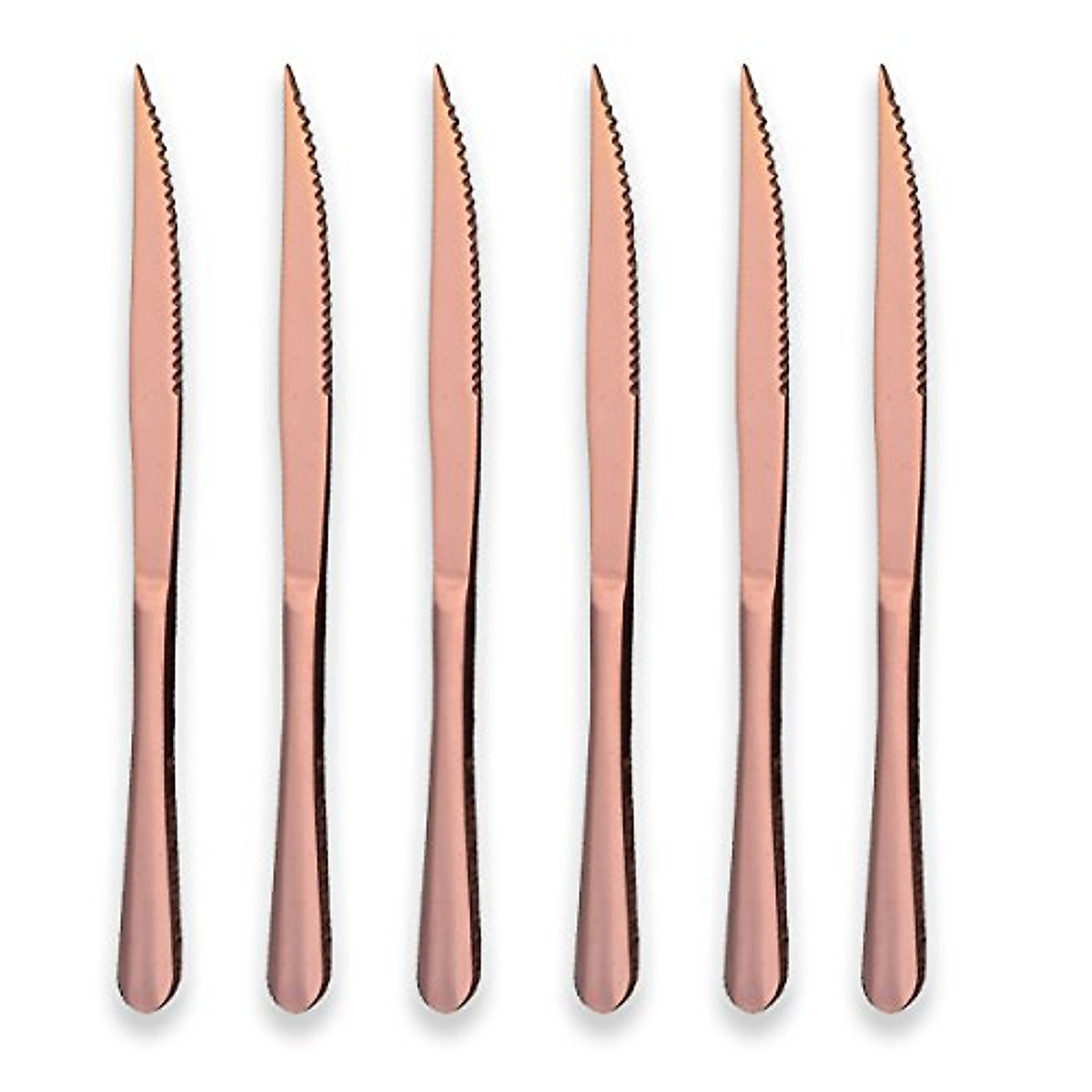Berglander Rose Gold Plated Stainless Steel Steak Knives, Copper Color Steak Knife Heavy-Duty Steak Knife for Chefs, Great For BBQ Weddings - Dinners - Parties All Homes & Kitchens Pack of 6