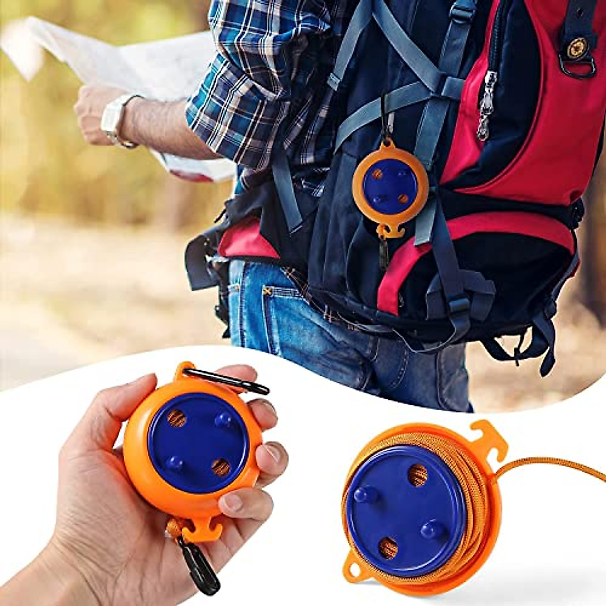 Retractable Camping Clothesline, Adjustable Travel Laundry Rope, Heavy Duty Washing Line with 20 Clothespins & 10 Stoppers for Indoor/Outdoor, Camping, Travel, Courtyard, 26ft, 2Pack