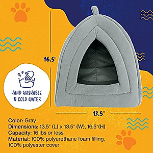 Cat House - Indoor Bed with Removable Foam Cushion - Pet Tent for Puppies, Rabbits, Guinea Pigs, Hedgehogs, and Other Small Animals by PETMAKER (Gray)