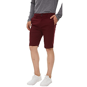 Plaid&Plain Men's Burgundy Shorts Slim Fit Chino Shorts 9 inch Inseam Burgundy 30