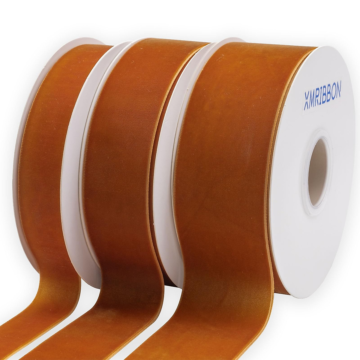 XMRIBBON Copper Velvet Ribbon Single Faced, 1 1/2 Inch by 10 Yards Spool