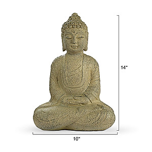 Giftchy Meditating Buddha Statue, Zen Buddha Figurine in Earth Yellow Finish, Buddha Sculpture for Home & Garden Decorations (14" H)