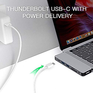 HyperDrive USB-C Hub Adapter, Sanho Solo 7-in-1 Type C Dongle for MacBook Pro, PC w USB-C Port: USBC 60W Power Delivery, USBC 5Gbps Data, 4K HDMI, microSD/SD Card Reader, 2xUSB 3.0, Audio Jack - Grey