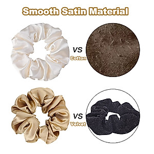 6 Pack Satin Hair Scrunchies, Kuaima Satin Hair Ties for Women Girls Soft Scrunchies for Frizz Prevention Hair Accessories Gift