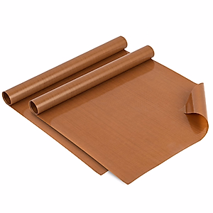 GOURMEO Heat Resistant Baking Paper Roll - Set of 2-15.7 x 90 in Reusable & Nonstick Teflon Mat Sheets - Dishwasher Friendly & Greaseproof Sheet Liners