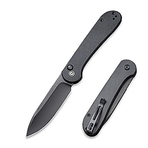 CIVIVI Pocket Folding Knife with 3.47" 14C28N Blade G10 Handle, Button Lock Elementum Knife for EDC C2103A (Black)
