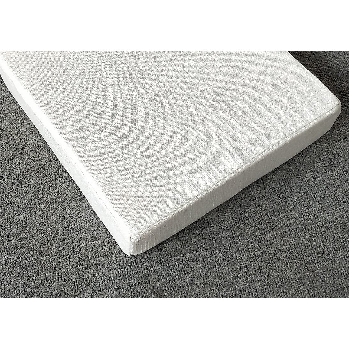 Kiyeocca Custom Bench Cushion Cover, Window Seat Cushion Cover Indoor, Custom Size Bench Seat Cushion Cover, Storage Bench Padding Cover, White Cover for Bench Cushion