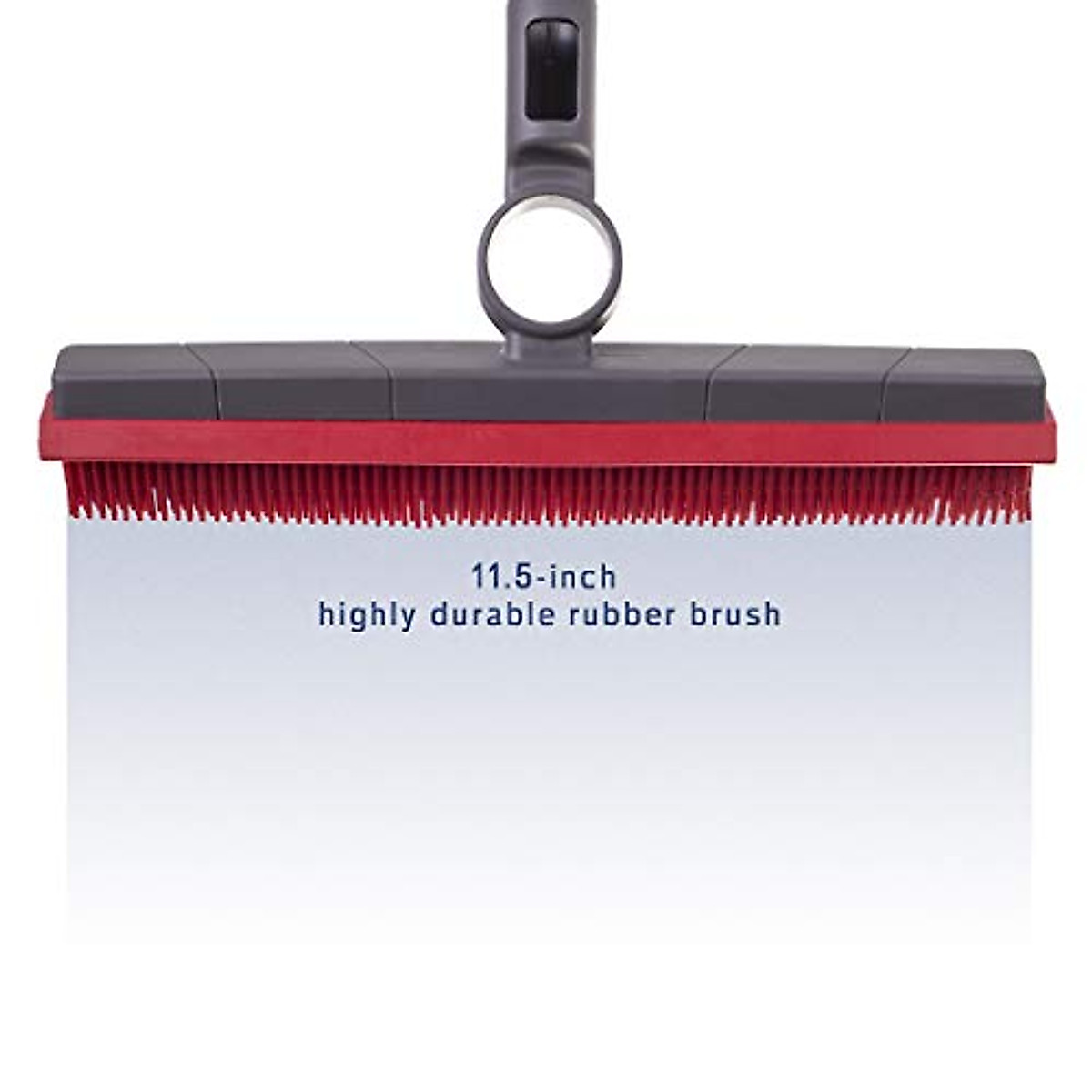 FAYINA Premium Rubber Floor Brush with 11.5-Inch Squeegee & Stainless Steel Handle - for Carpets & All Surfaces - Pet Hair Fur Remover Broom - Extendable up to 56 Inches