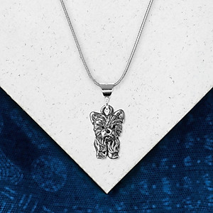 The Magic Zoo Sterling Silver Yorkie Puppy Pendant – Handcrafted in the USA – Yorkie Gifts for Women – Yorkshire Terrier Gifts