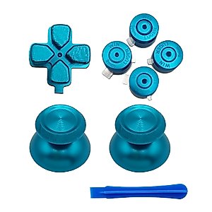E-MODS GAMING Metal Thumbsticks D-pads ABXY Buttons Repair Kits for PS5 Controller - Replacement Aluminum Action buttons & Analog Joystick & Directional Pads for PlayStation 5 Controller (Blue)