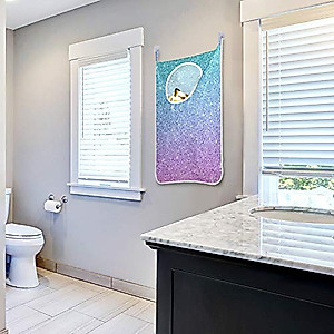 Oyihfvs Glitter Texture with Blue Pink Color Effect 1PC Hanging Laundry Hamper Bag, Dirty Clothes Bag Over The Door, Wall Cloth Basket with Hooks Storage College Closet for Bathroom Bedroom